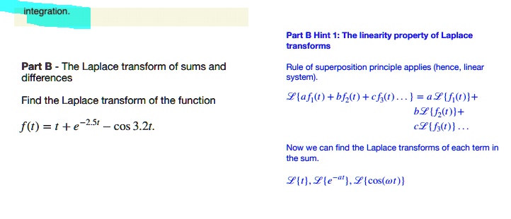 Part B - The Laplace transform of sums and differences Find the Laplace ...