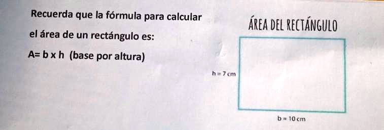 SOLVED: Recuerda que la fórmula para calcular ÁREA DEL RECTÁNGULO el ...