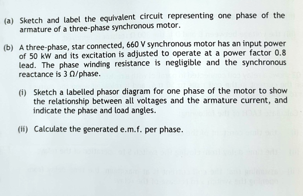 (a) Sketch and label the equivalent circuit representing one phase of ...
