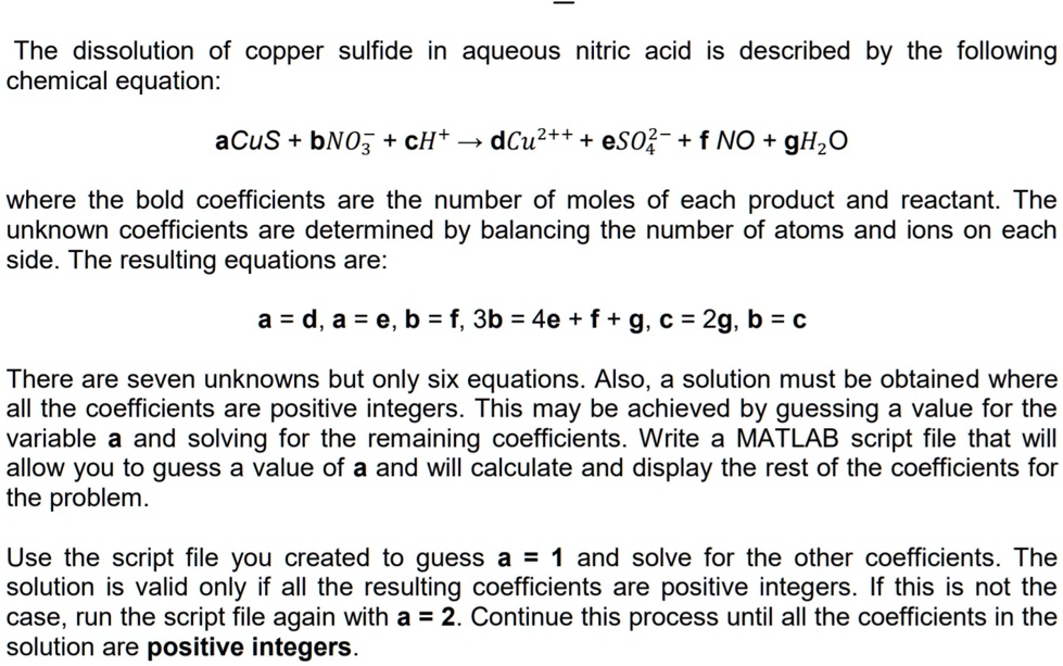 SOLVED: The dissolution of copper sulfide in aqueous nitric acid is described by the following ...