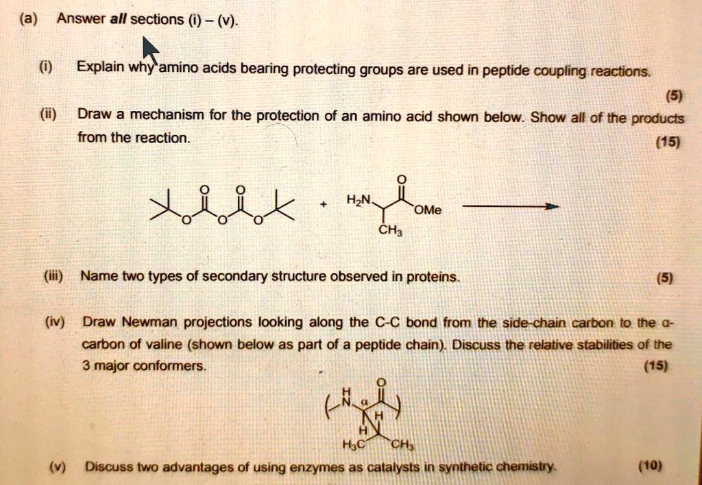 SOLVED: (a) Answer all sections (i) - (v)- Explain why amino acids ...