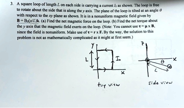 [GET ANSWER] a square loop of length l on each side is carrying current ...