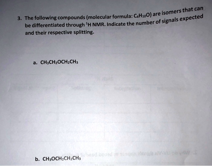 SOLVED: Isomers that can be differentiated through 'H NMR. The ...
