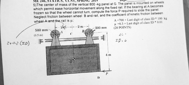 me246stattcsccnyspring20i9 5the center of mass of the vertical 800 kg panel at g the panel is ...