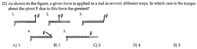 22) As shown in the figure, a given force is applied to a rod in ...
