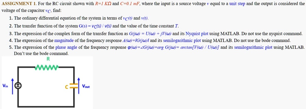 SOLVED: Assignment 1. For the RC circuit shown with R = 1 K and C = 0.1 ...