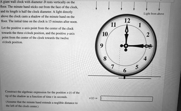 SOLVED: A giant wall clock with diameter D rests vertically on the ...