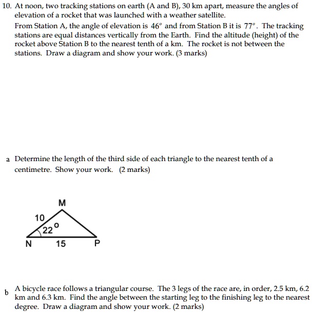 at noon two tracking stations on earth a and b 30 km apart measure the ...