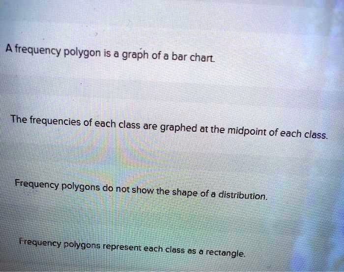 SOLVED: A frequency polygon is a graph of a bar chart. The frequencies ...