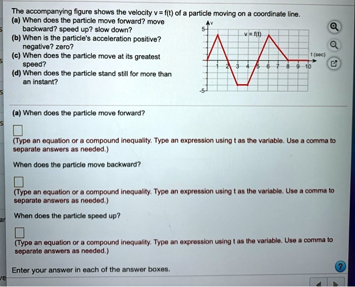 the accompanying figure shows the velocity v ft of a particle moving on coordinate line a when ...