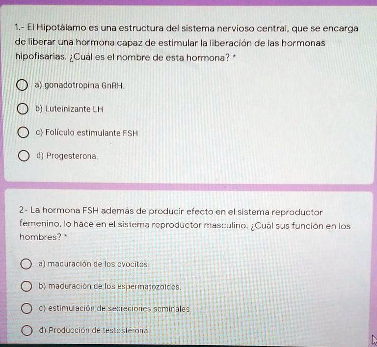 SOLVED: Holaaa me podrían ayudar es urgente, porfa 1.- El Hipotálamo es ... SOLVED: Holaaa me podrían ayudar es urgente, porfa 1.- El Hipotálamo es ...