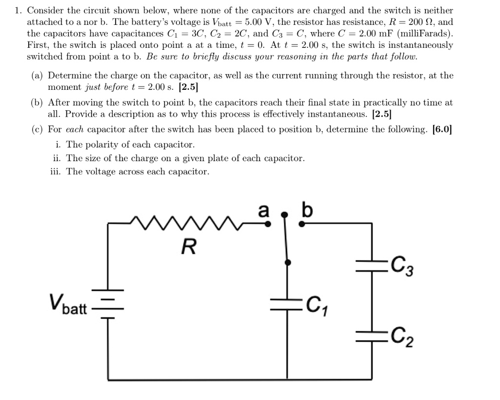 SOLVED: Consider the circuit shown below where none of the capacitors ...