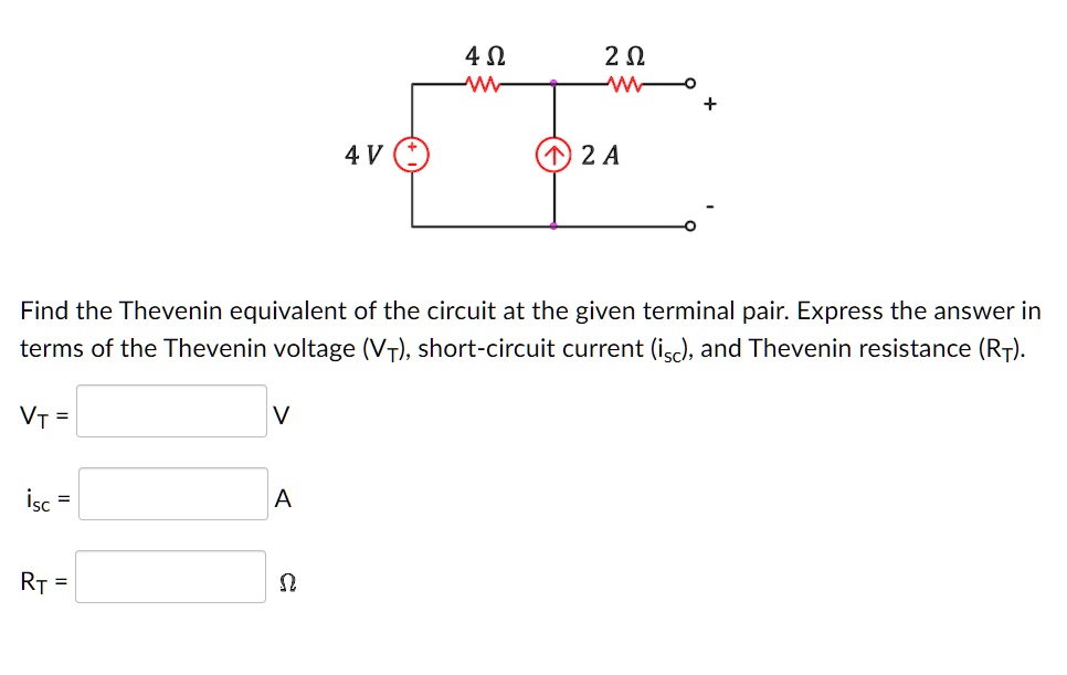 SOLVED: 4 0 WW 20 Find the Thevenin equivalent of the circuit at the given terminal pair ...