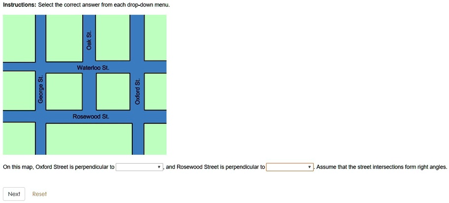 SOLVED: On this map, Oxford Street is perpendicular to , and Rosewood ...