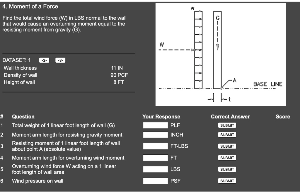 4 moment of a force find the total wind force w in lbs normal to the ...