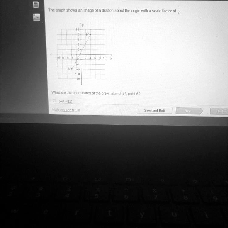 SOLVED: The graph shows an image of dilation about the origin with a scale factor of 1/2. The ...