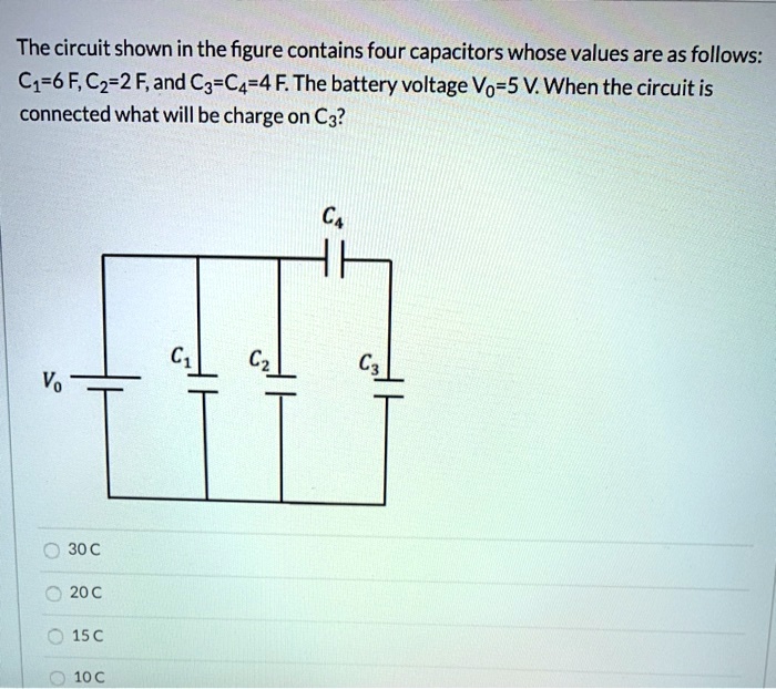 SOLVED: The circuit shown in the figure contains four capacitors whose values are as follows: C1 ...