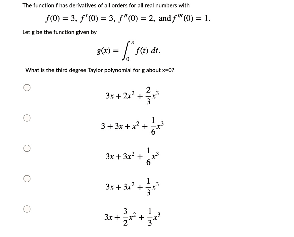 Solved The Function F Has Derivatives Of All Orders For All Real