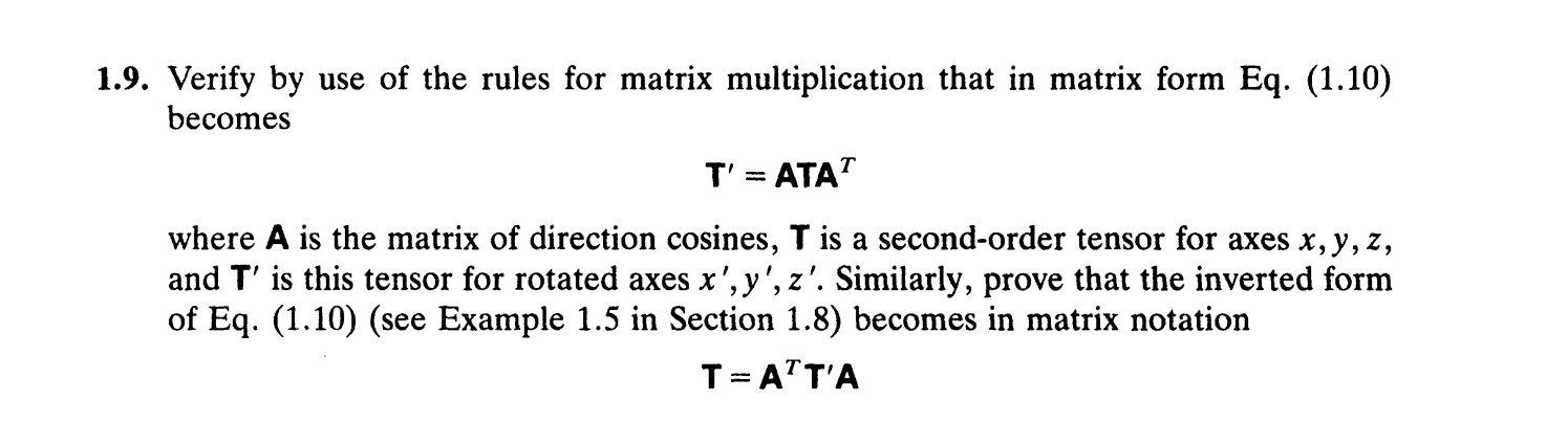 1.9. Verify by use of the rules for matrix multiplication that in ...
