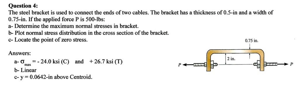 SOLVED: Question 4: The steel bracket is used to connect the ends of ...