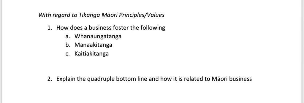 SOLVED: Please answer this question: With regard to Tikanga MÄ ori ...