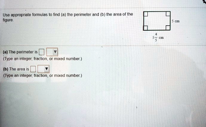 SOLVED: Use appropriate formulas to find (a the perimeter and (b) the ...