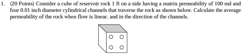 SOLVED: 20 Points Consider a cube of reservoir rock 1 ft on a side ...