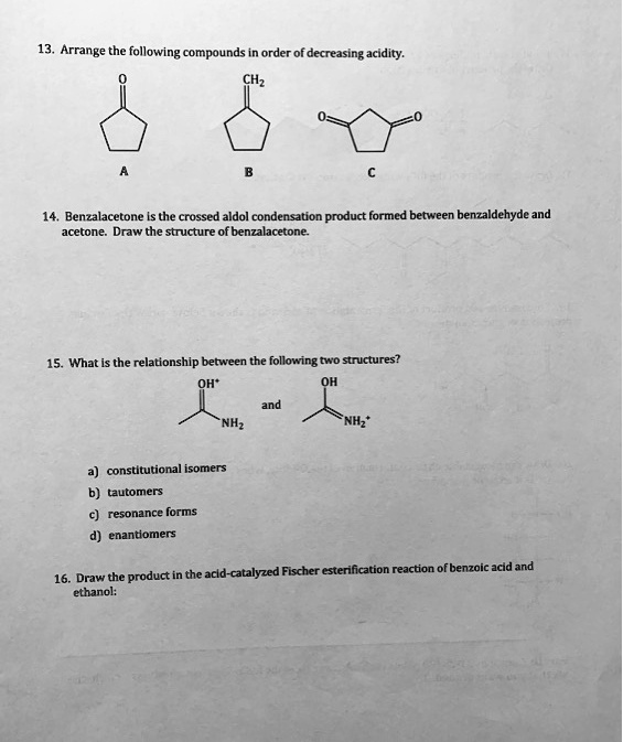 Arrange the following compounds in order of decreasing acidity ...