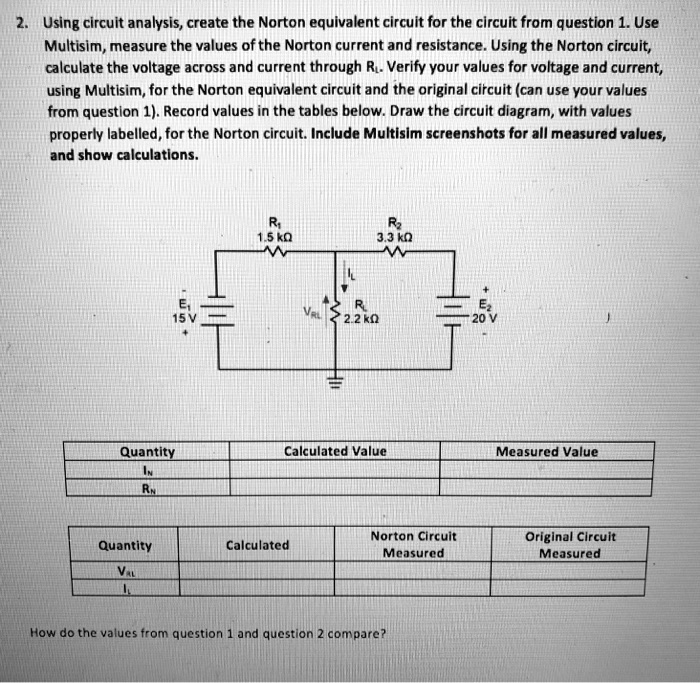 SOLVED: Using circuit analysis, create the Norton equivalent circuit for the circuit from ...