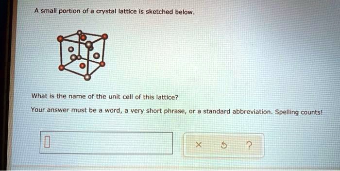 a small portion of a crystal lattice is sketched below what is the name of the unit cell of this ...