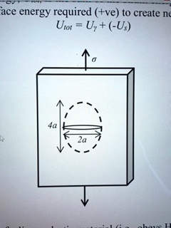 Face energy required (+ve) to create new surface Utot = Uγ + (-Us)