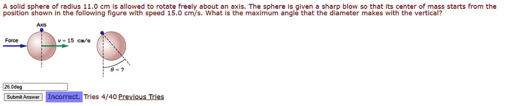 SOLVED: A solid sphere of radius 11.0 cm is allowed to rotate freely about an axis. The sphere ...