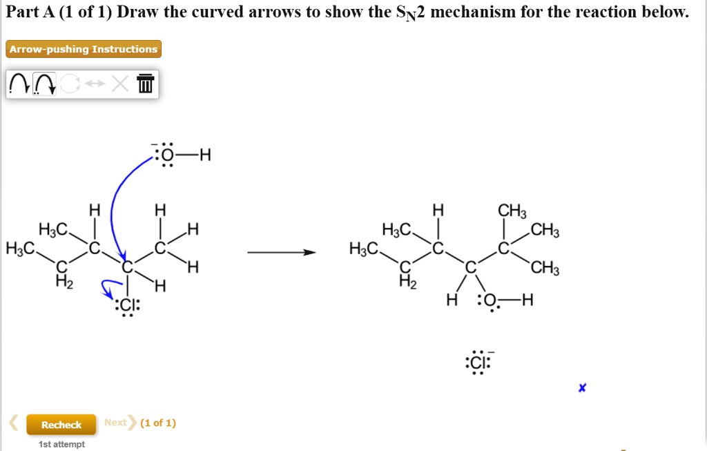 SOLVED: Part A (1 of 1) Draw the curved arrows to show the SN2 mechanism for the reaction below ...