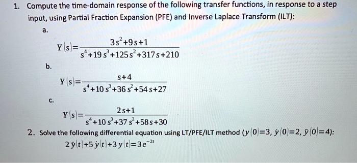 compute the time domain response of the following transfer functions in ...
