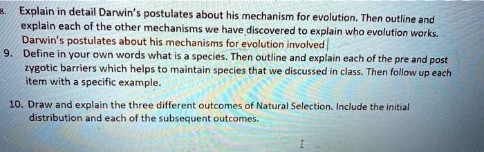 SOLVED: Explain in detail Darwin's postulates about his mechanism for ...