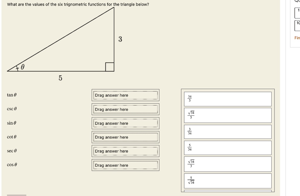 SOLVED: What are the values of the six trignometric functions for the ...