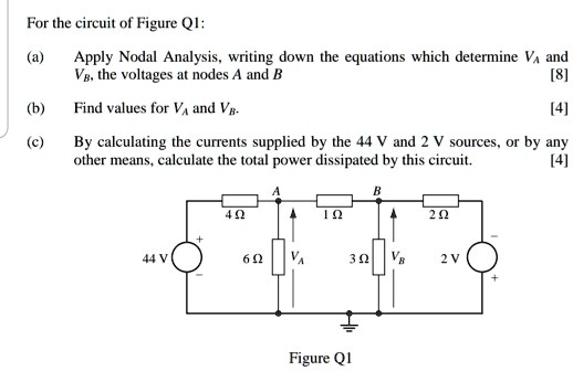 SOLVED: For the circuit of Figure Q1: (a) Apply Nodal Analysis, writing down the equations which ...