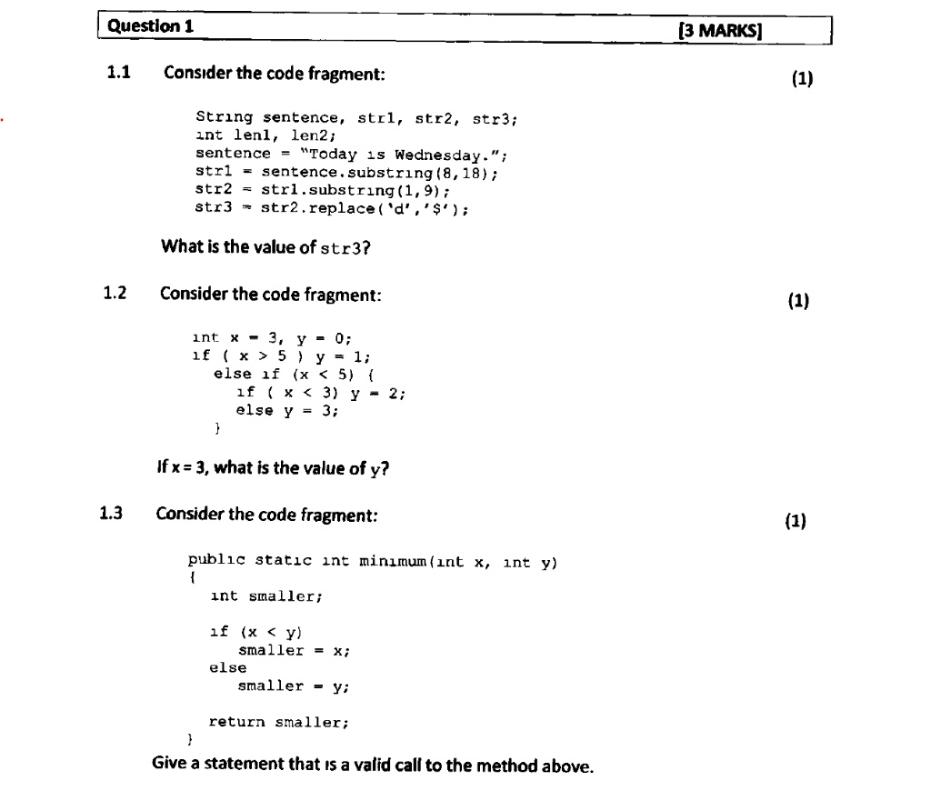 Video Solution 1 1 Consider The Code Fragment 1 String Sentence Str1 Str2 Str3 Int Len1
