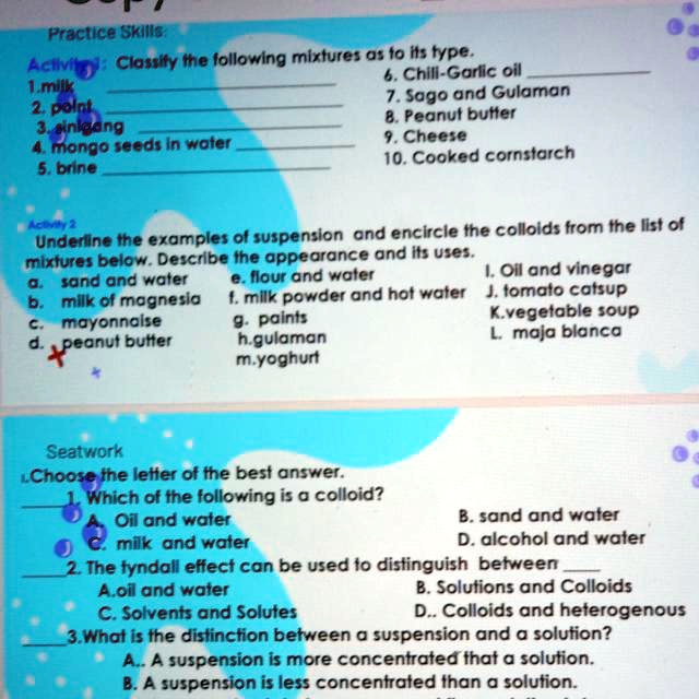 Activity 2 Underline the examples of suspension and encircle the ...
