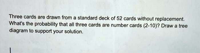 SOLVED: Three cards are drawn from a standard deck of 52 cards without ...