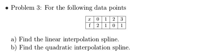 Solved Problem 3 For The Following Data Points Find The Linear Interpolation Spline B Find