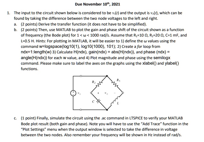 SOLVED: The input to the circuit shown below is considered to be v(t ...