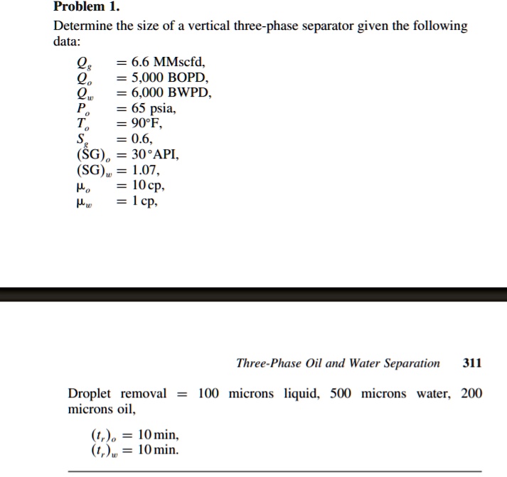 SOLVED: Problem 1. Determine the size of a vertical three-phase ...