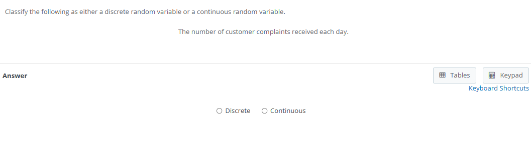 SOLVED: Classify the following as either a discrete random variable or a continuous random ...
