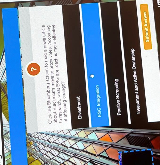 SOLVED: ? Click the Bloomberg screen to read a news article about ...