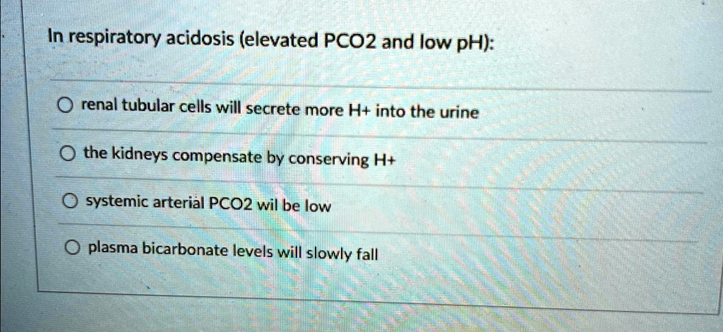 in respiratory acidosis elevated pco2 and low ph renal tubular cells ...