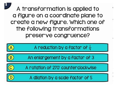 V A transformation is applied to a figure on a coordinate plane to ...
