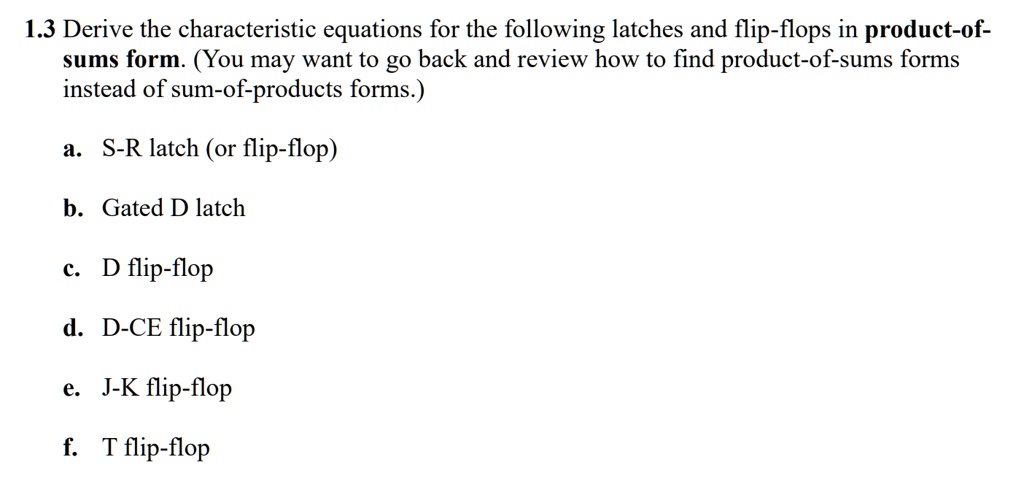SOLVED: 1.3 Derive the characteristic equations for the following ...