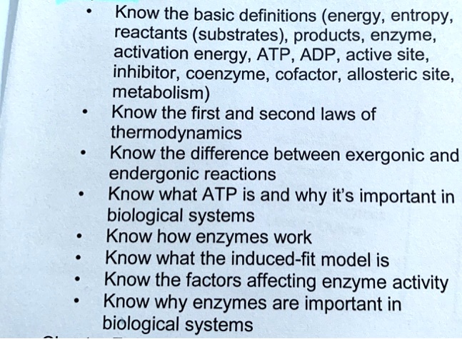 SOLVED: Know the basic definitions (energy, entropy, reactants ...