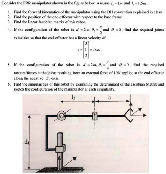 SOLVED: Robotics Consider the PRR manipulator shown in the figure below ...